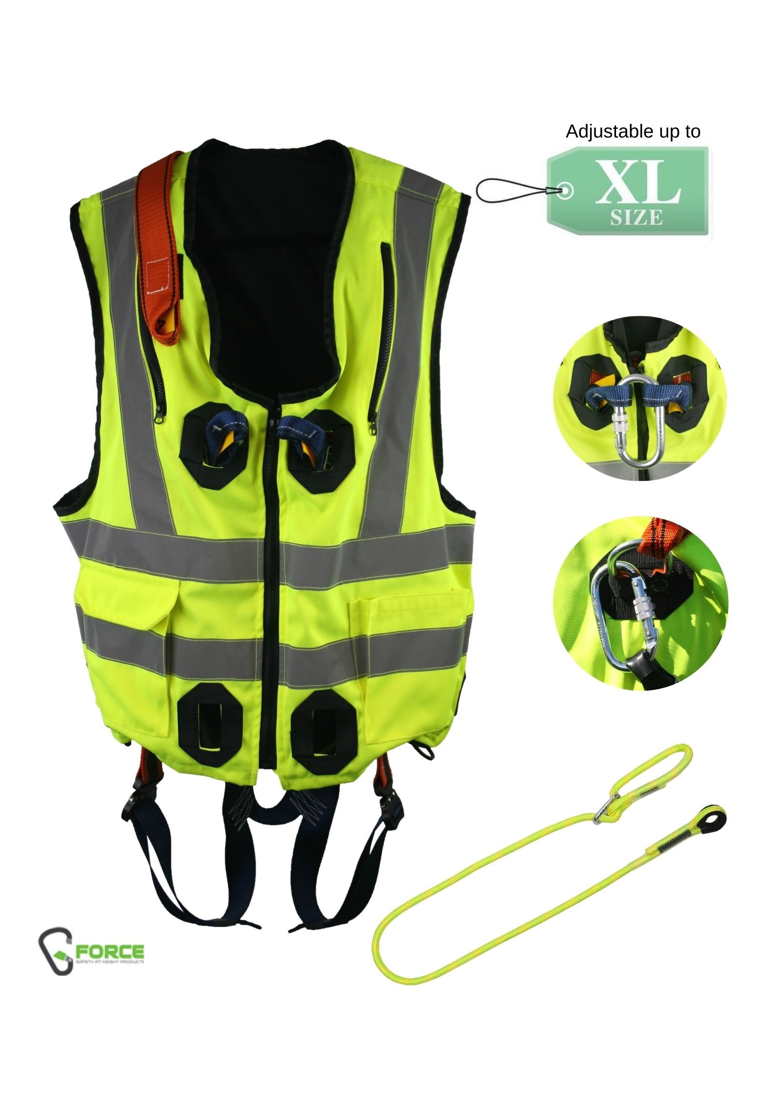 High Visibility Yellow Jacket Harness – Quick Release - Warren Access